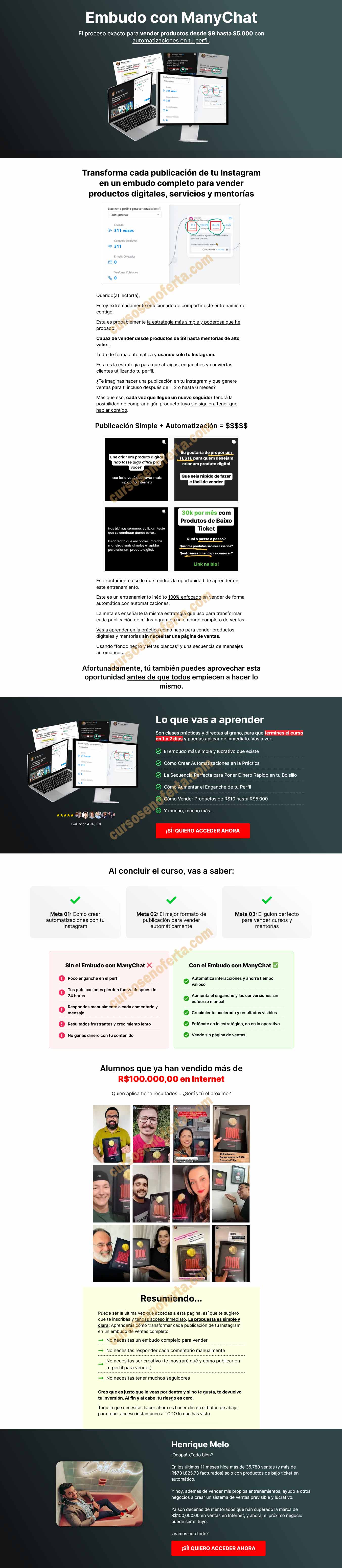 Embudo con Manychat - Henrique Melo - cursosenoferta.com